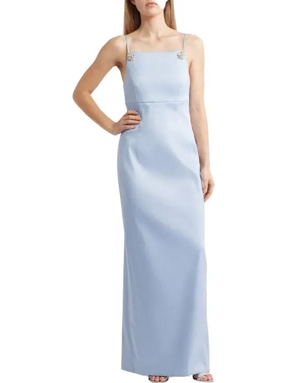 Sachin & Babi Pryce Crystal-strap Column Gown - Glacial Blue