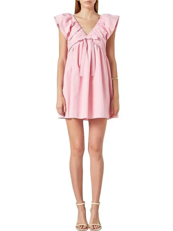 Endless Rose Bow Detail Minidress - Pink/pink