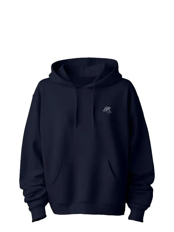DALIX Ufo Embroidered Hoodie - Navy Blue