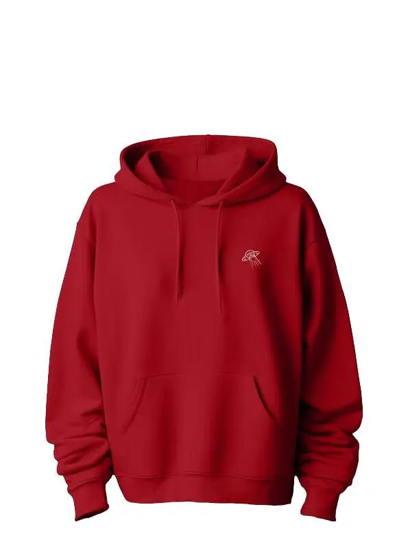 DALIX Ufo Embroidered Hoodie - Red