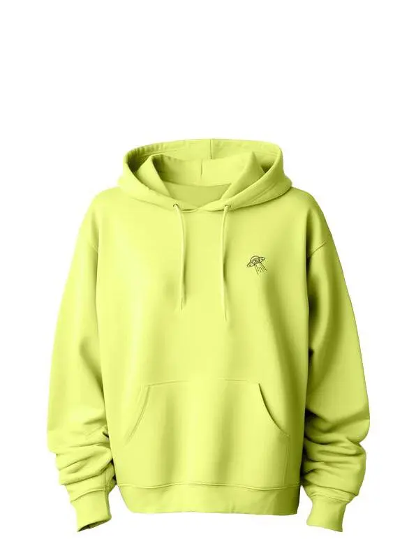DALIX Ufo Embroidered Hoodie - Safety Green