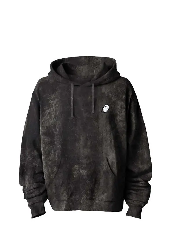 DALIX Ghost Embroidered Mineral Wash Hoodie - Black