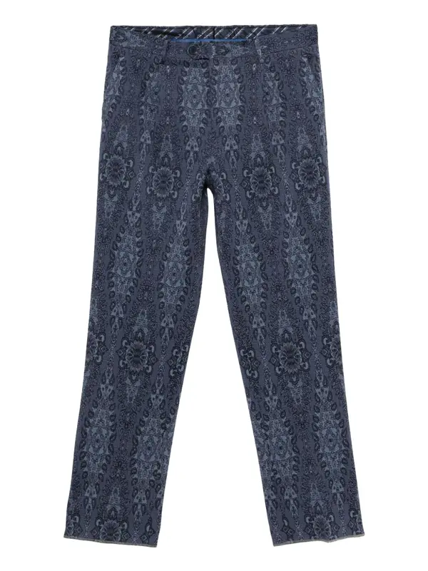 Etro Patterned Jacquard Trousers - Blue