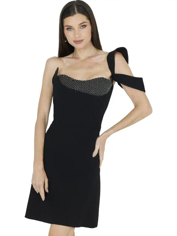AKALIA Sera One Shoulder Mini Dress - Black