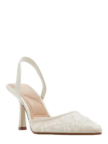 Aldo Brusanti Pointed Toe Slingback Pump - White Mesh