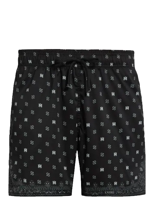 Amiri Monogram Paisley Swim Trunks - Black
