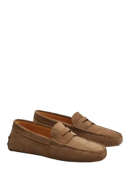 TOD'S Calfskin Suede Driving Shoe - Noce Chiaro