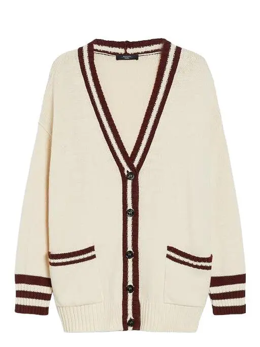 Max Mara Vicolo Tipped Longline Cardigan - Bordeaux