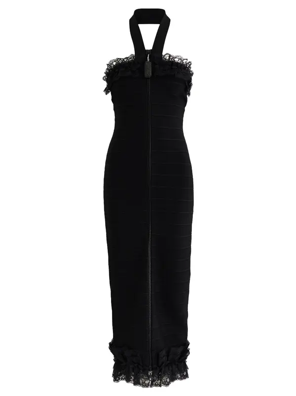 SELF-PORTRAIT X Christopher Kane Lace-trimmed Midi Dress - Black
