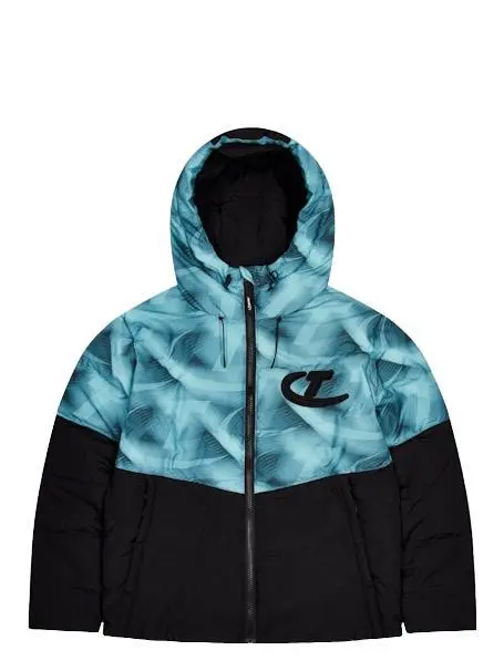 Trapstar Hyperdrive Hooded Puffer Jacket - Black/blue