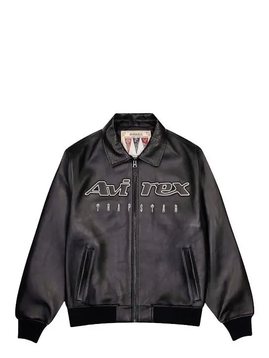 Trapstar X Avirex Leather Jacket - Black