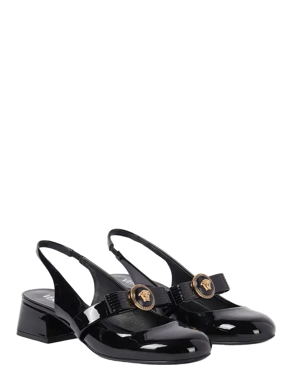 Versace Ribbon Slingback Pumps - Black