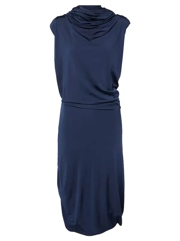 Magda Butrym Hooded Jersey Midi Dress - Blue