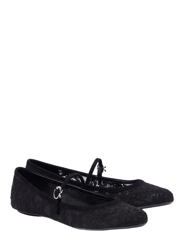 GIANVITO ROSSI Mj Leather-trimmed Lace Ballet Flats - Black
