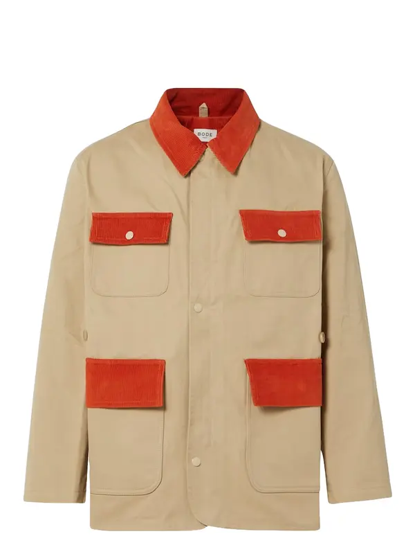 BODE Corduroy-trimmed Cotton Twill Field Jacket - Beige