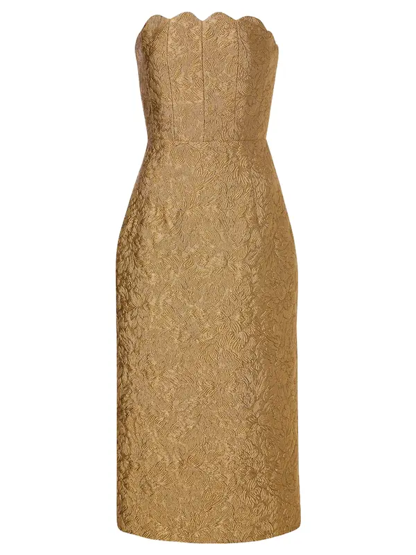 MARKARIAN Marcella Floral Brocade Cocktail Dress - Gold