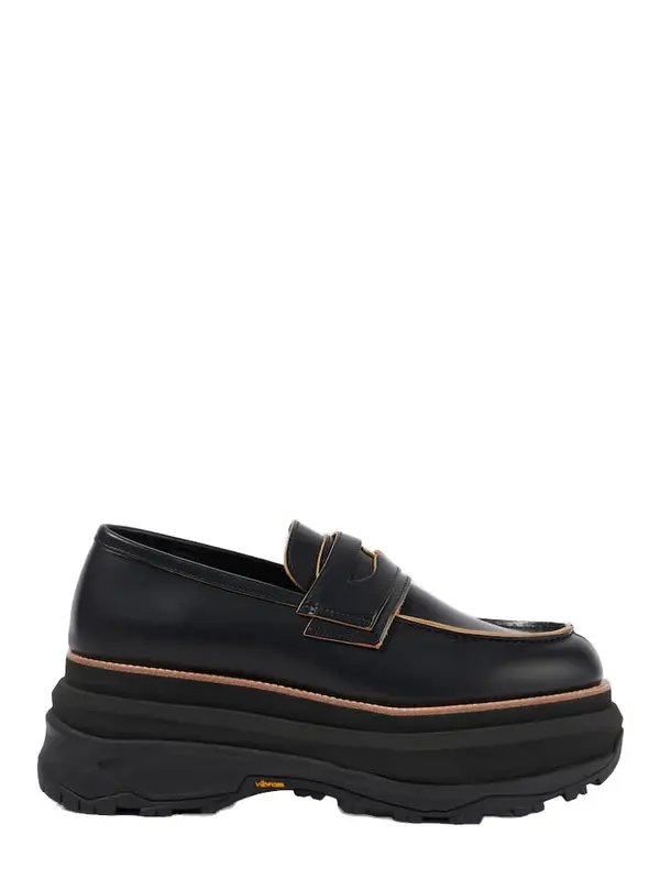Sacai Leather Platform Loafers - Black