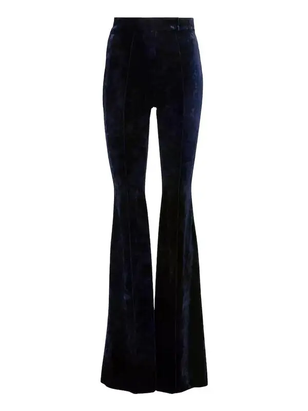 Alex Perry Velvet Flared Pants - Blue