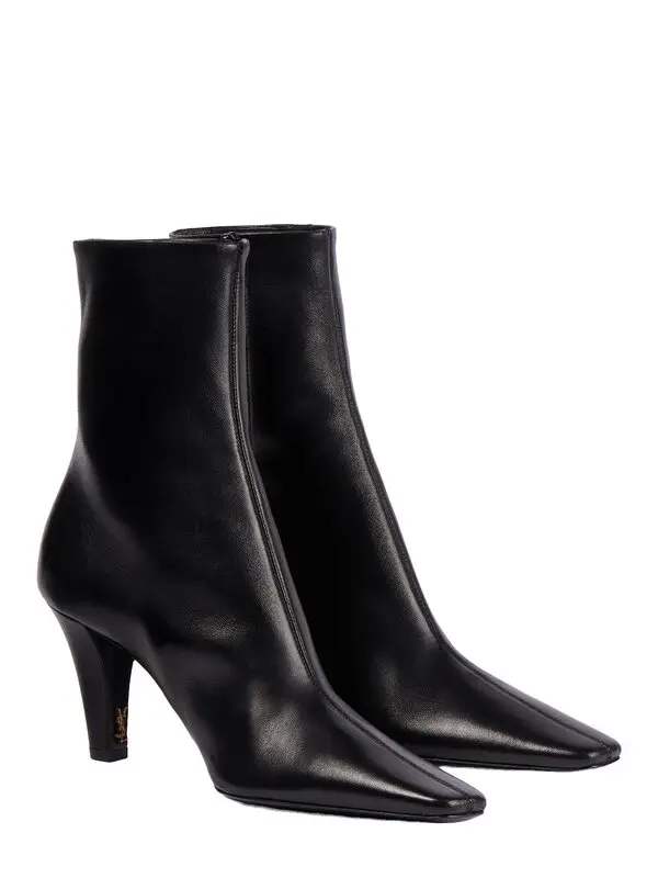 Saint Laurent Jill 75 Leather Ankle Boots - Black