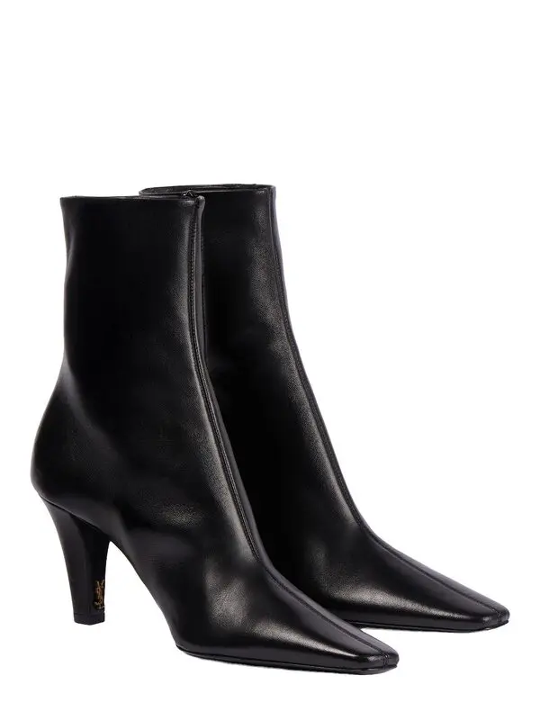 Saint Laurent Jill 75 Leather Ankle Boots - Black