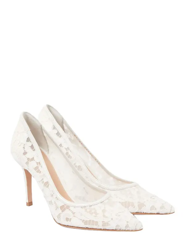 GIANVITO ROSSI Lyon 85 Lace Pumps - White