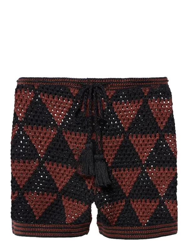 Anna Kosturova Malia Crochet High-rise Cotton Shorts - Brown