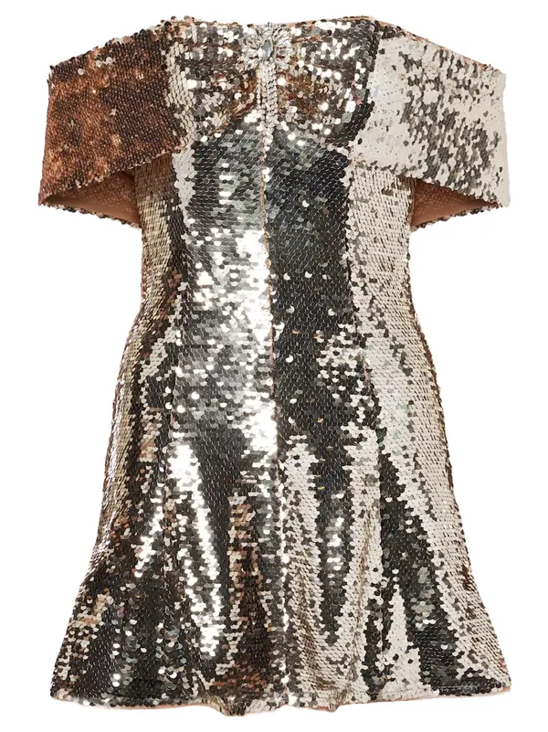 SELF-PORTRAIT Off-shoulder Sequined Mini Dress - Gold