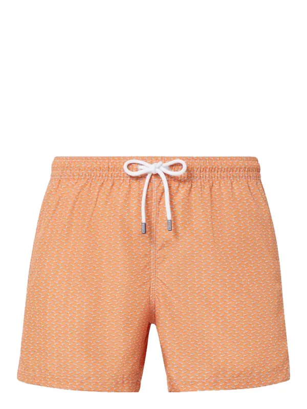 Fedeli Printed Swim Trunks - Orange
