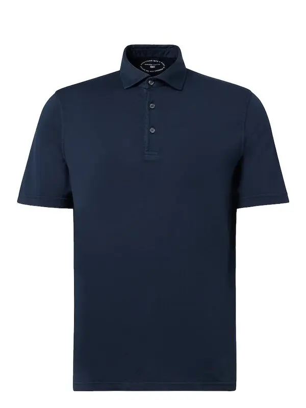 Fedeli Cotton Polo Shirt - Blue