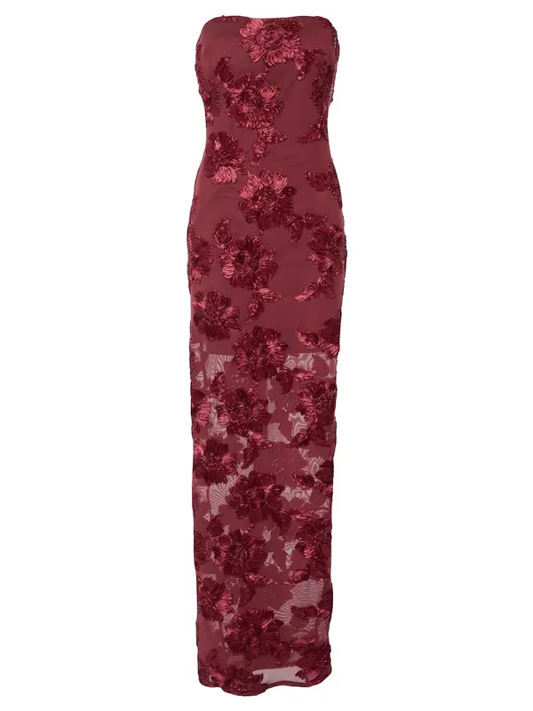 ROTATE BY BIRGER CHRISTENSEN Floral Embroidered Maxi Dress - Red