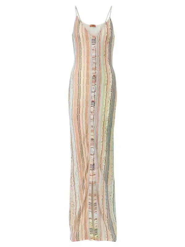 Missoni Striped Lamé Maxi Dress - Beige