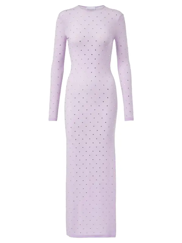 Rabanne Second Skin Embellished Maxi Dress - Purple