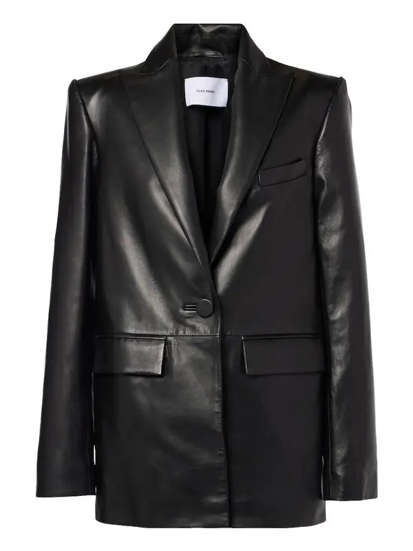 Alex Perry Oversized Leather Blazer - Black