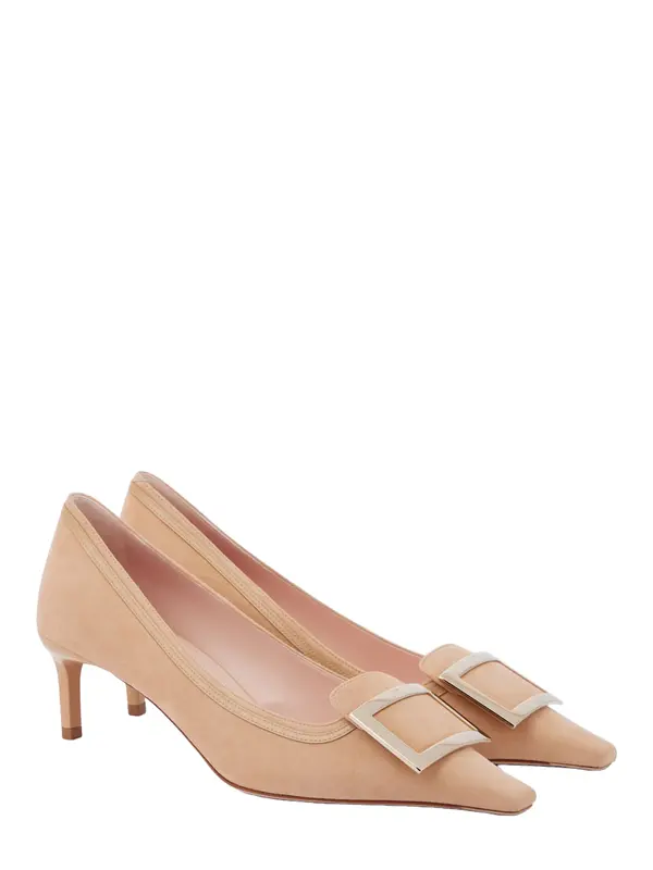 ROGER VIVIER Viv' Canard 55 Suede Pumps - Beige