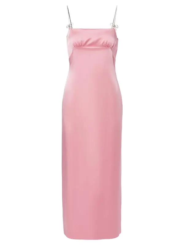 Blumarine Envers Embellished Satin Midi Dress - Pink