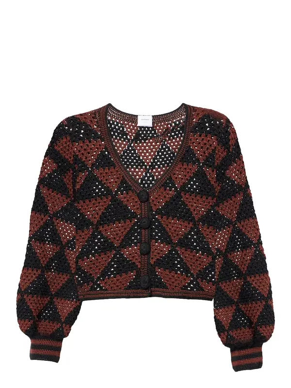 Anna Kosturova Malia Crochet Cotton Cardigan - Brown