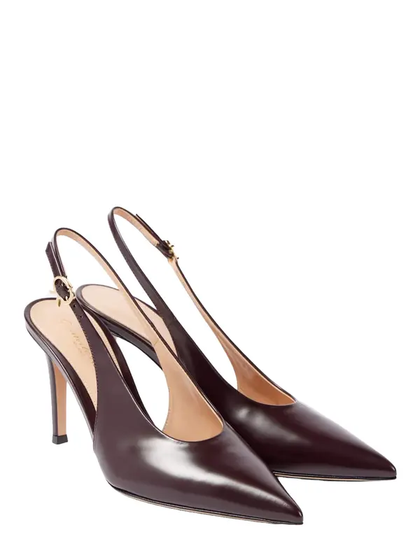 GIANVITO ROSSI Robbie 85 Patent Leather Slingback Pumps - Burgundy