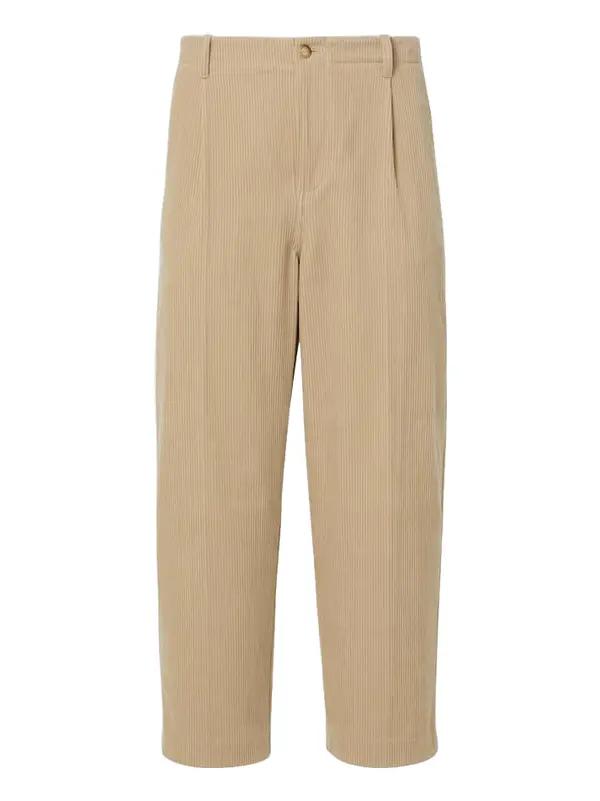 FRAME Pleated Straight Cotton Pants - Beige