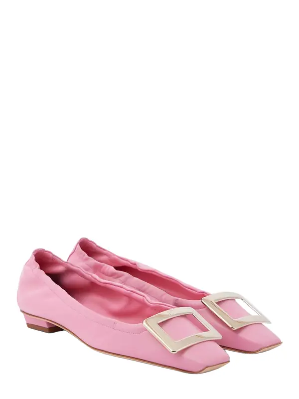 ROGER VIVIER Belle Vivier Leather Ballet Flats - Pink