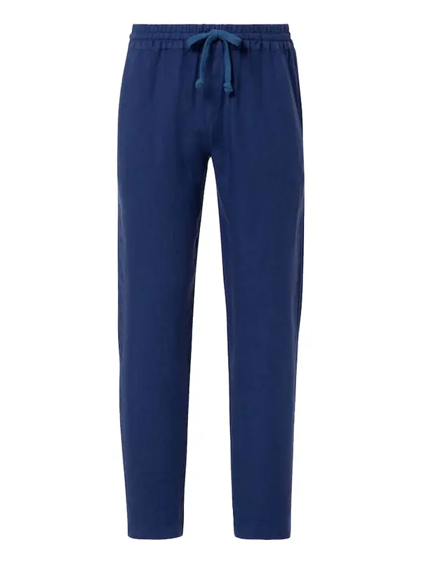Fedeli Linen Straight Leg Trousers - Blue