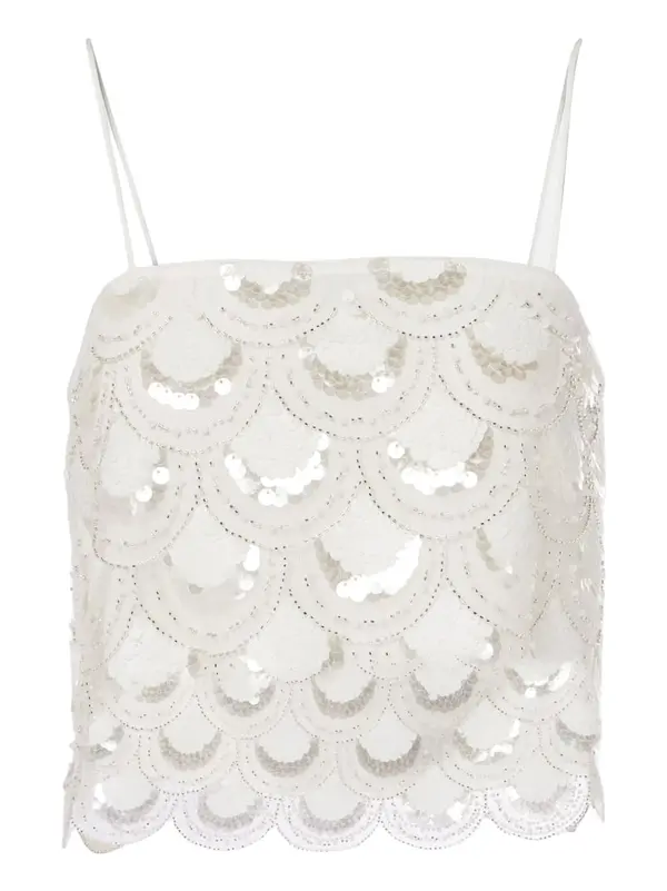 ROTATE BY BIRGER CHRISTENSEN Sequined Crop Top - White