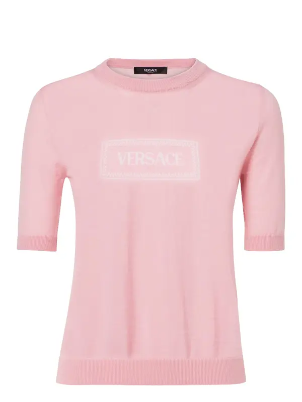 Versace Logo Jacquard Knitted Top - Pink