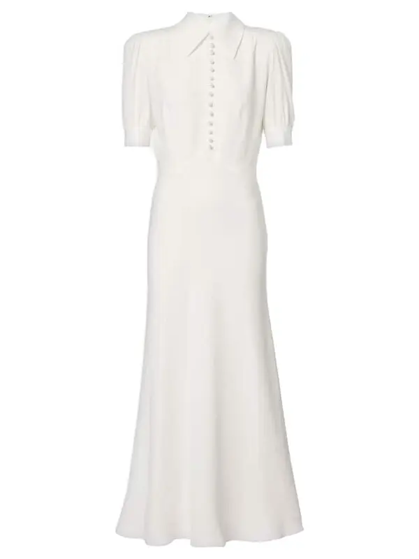 Alessandra Rich Satin Midi Dress - White