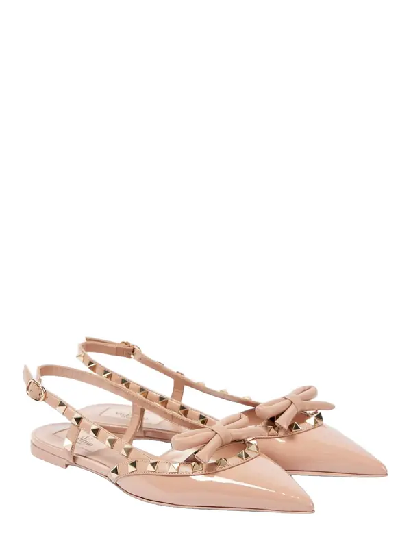 Valentino Garavani Rockstud Bow Slingback Flats - Pink