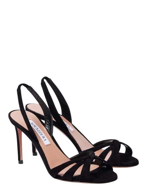 AQUAZZURA Tati 85 Suede Sandals - Black