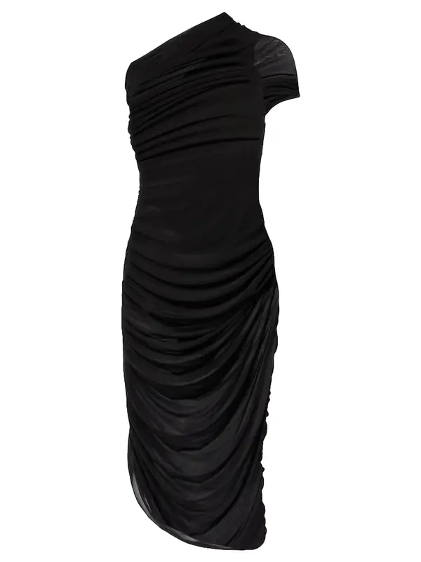 Magda Butrym One-shoulder Ruched Midi Dress - Black