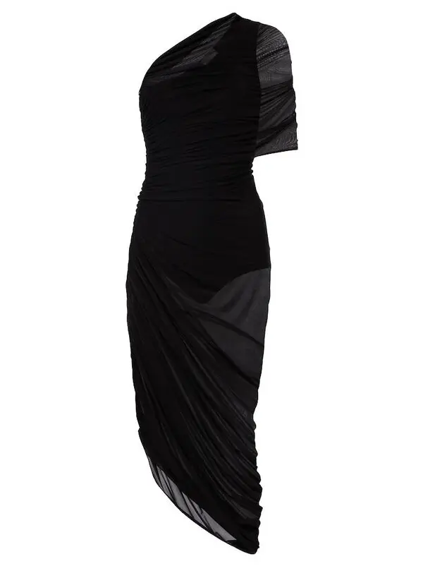 Magda Butrym One-shoulder Ruched Midi Dress - Black