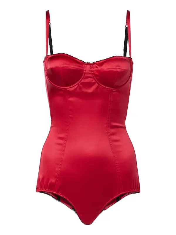 Dolce & Gabbana Silk-blend Satin Bodysuit - Red