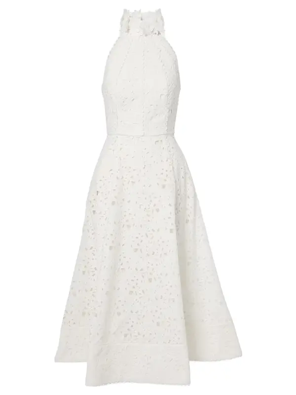 Rebecca Vallance Bridal Nuvola Embroidered Midi Dress - White