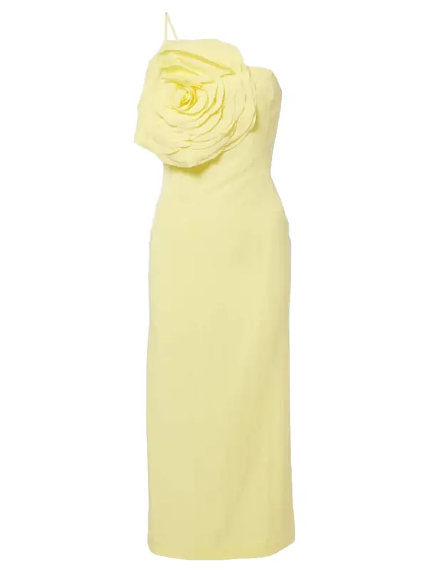 Blumarine Floral Embroidered Midi Dress - Yellow